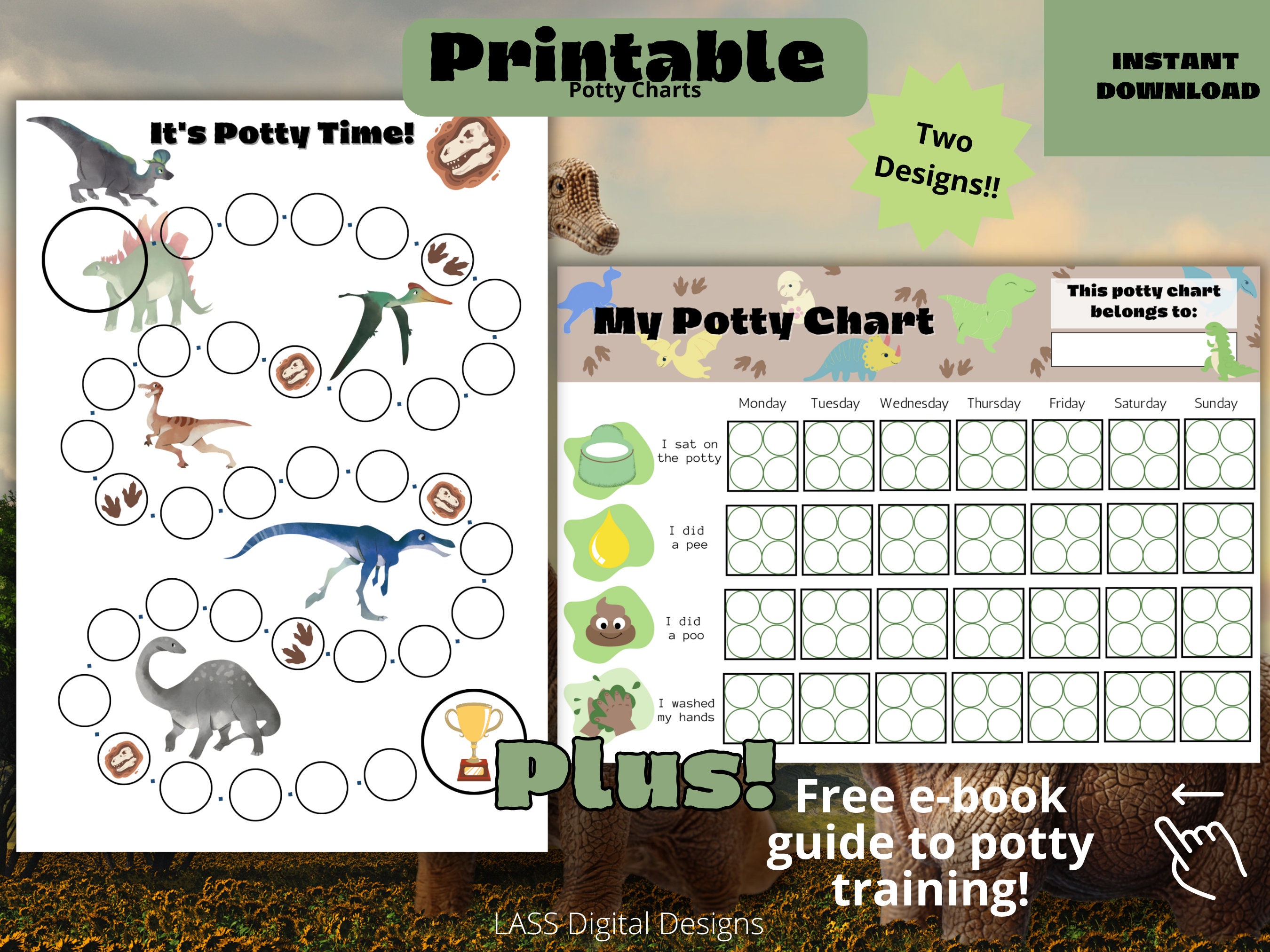 Children's Dinosaur Potty Training Chart, Dino Potty Chart Reward Sheet ...