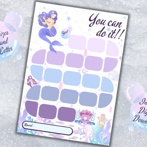 Printable Mermaid Reward Chart, Printable Reward Chart, Mermaid ...