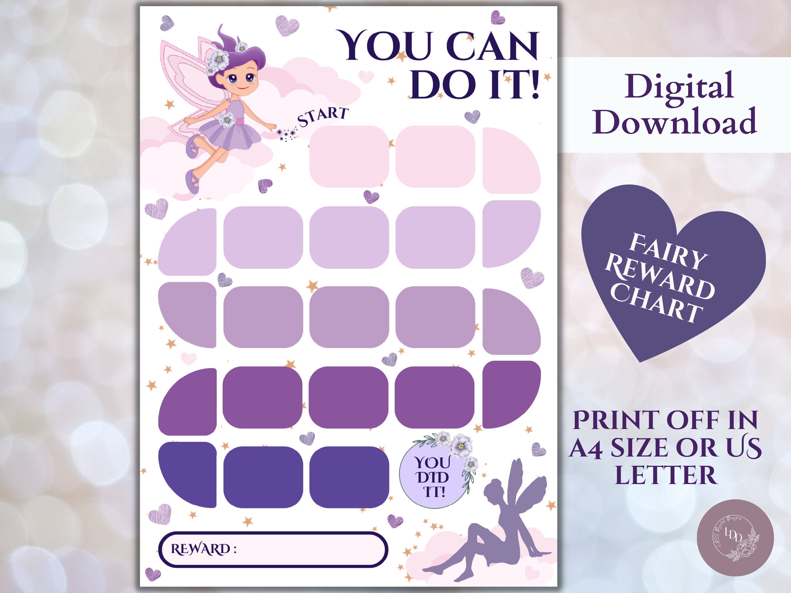 Reward Chart Fairy, Girls Reward Chart, Incentive Chart, Reward Chart ...