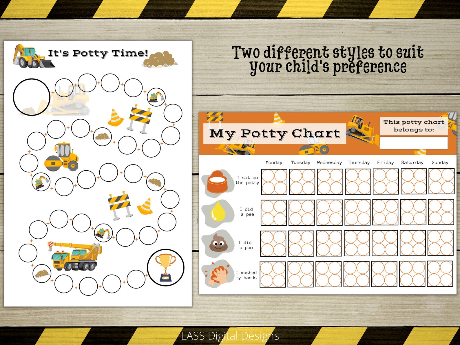 Children's Construction Potty Training Chart, Digger Potty Reward Sheet ...