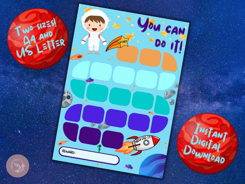 Printable Space Reward Chart Reward Chart Daily Chore Chart - Etsy