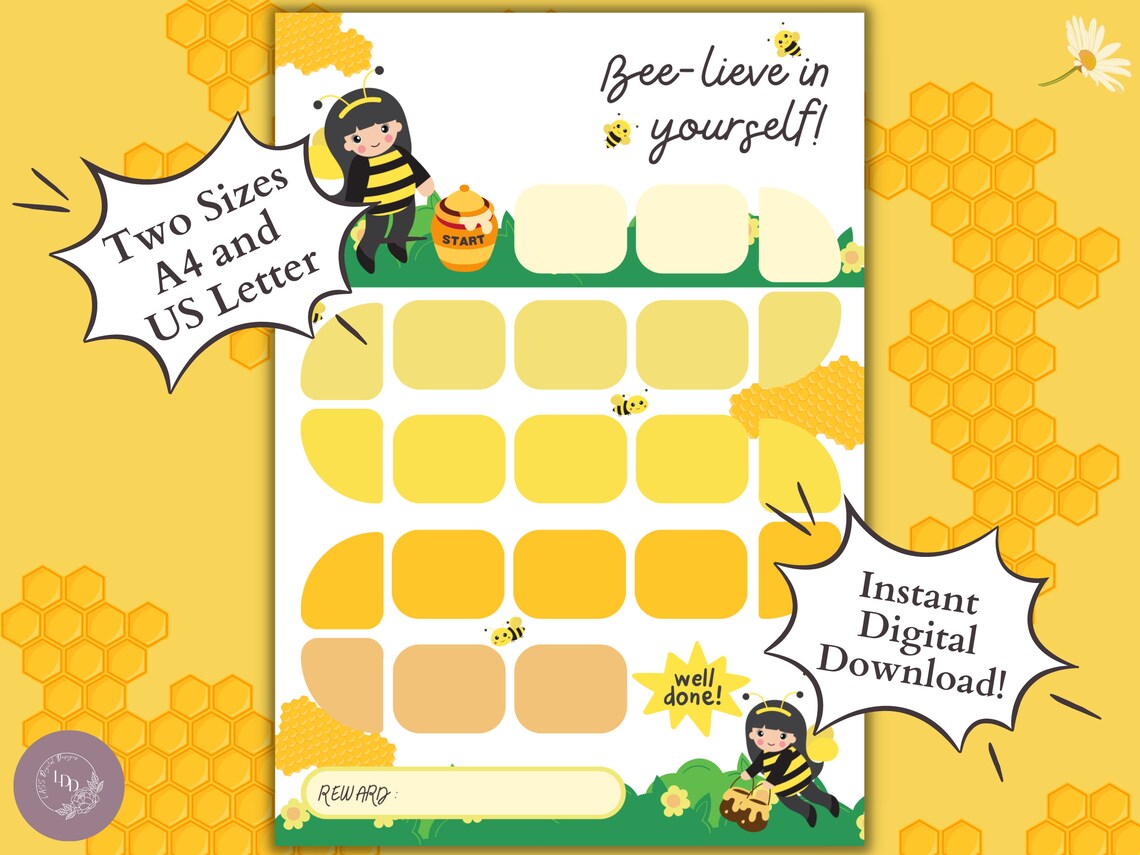 Printable Bee Reward Chart, Kids Behaviour Chart, Bee Sticker Chart ...