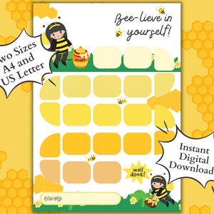 Printable Bee Reward Chart, Kids Behaviour Chart, Bee Sticker Chart ...