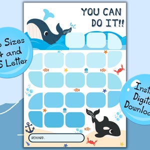 Whale Reward Chart, Ocean Reward Chart, Under the Sea, Toddler Chore ...