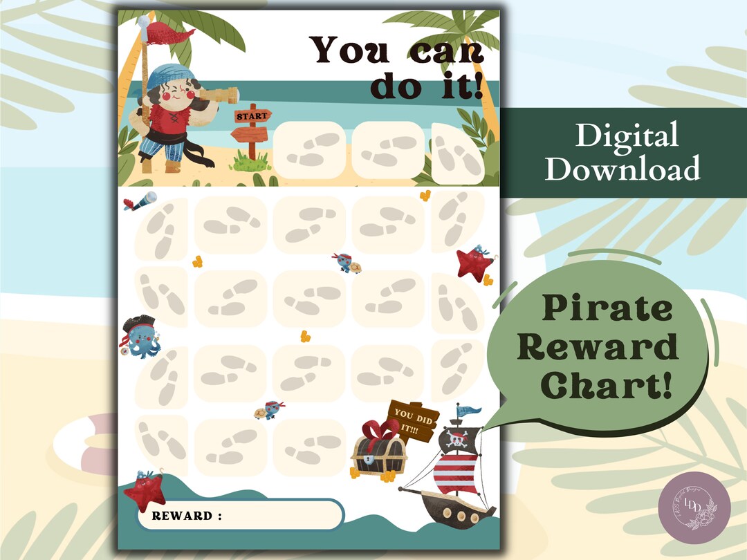 Printable Reward Chart, Pirate Reward Chart, Chore Chart for Children ...