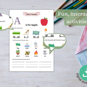 Short Vowel Activity Sheets, Homeschooling Worksheets for Kids ...