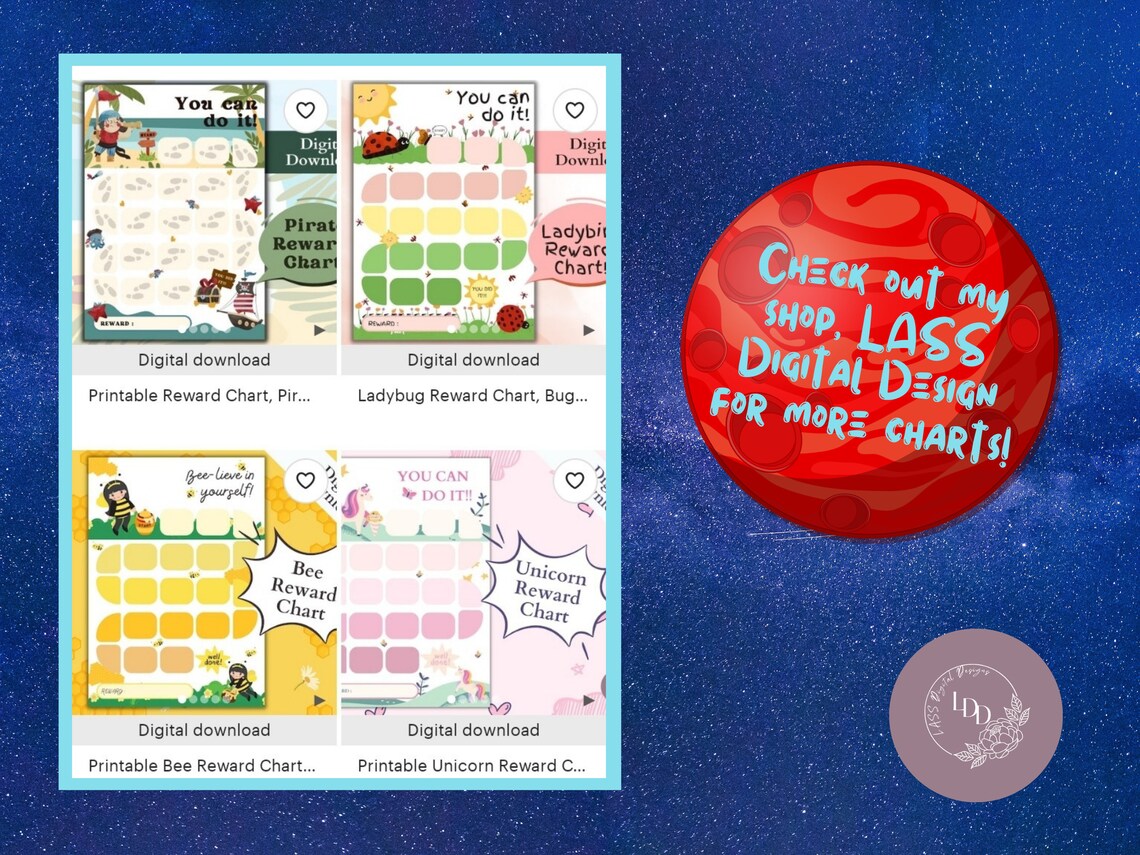 Printable Space Reward Chart Reward Chart Daily Chore Chart - Etsy