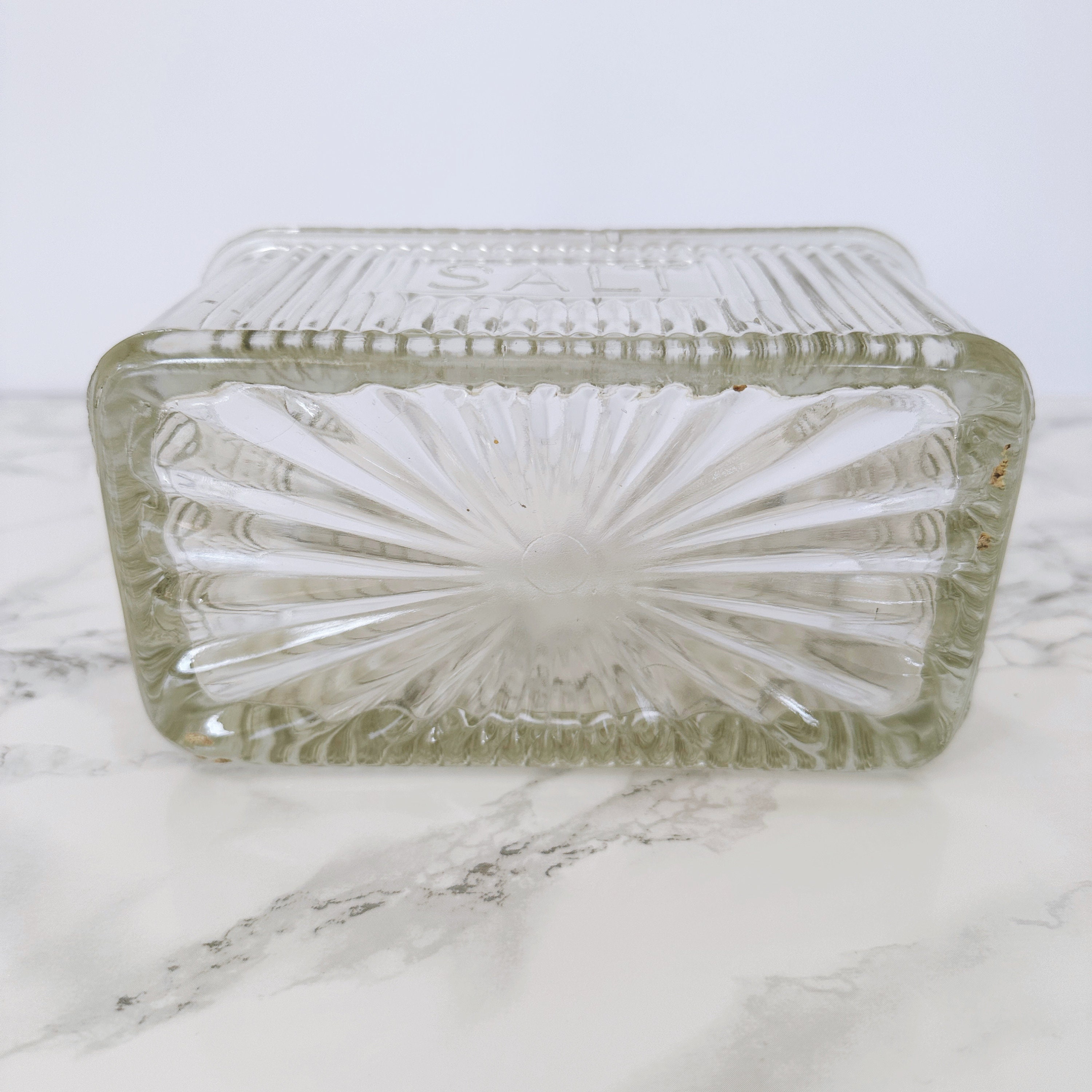 Vintage Hoosier Salt Cellar, Rectangle Salt Dish, Ribbed Salt Jar ...