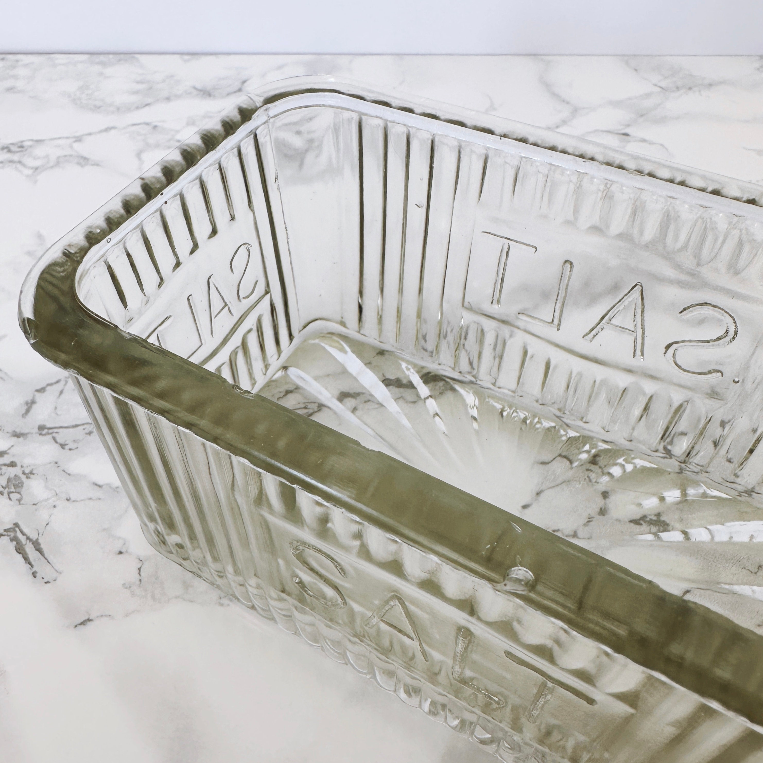 Vintage Hoosier Salt Cellar, Rectangle Salt Dish, Ribbed Salt Jar ...