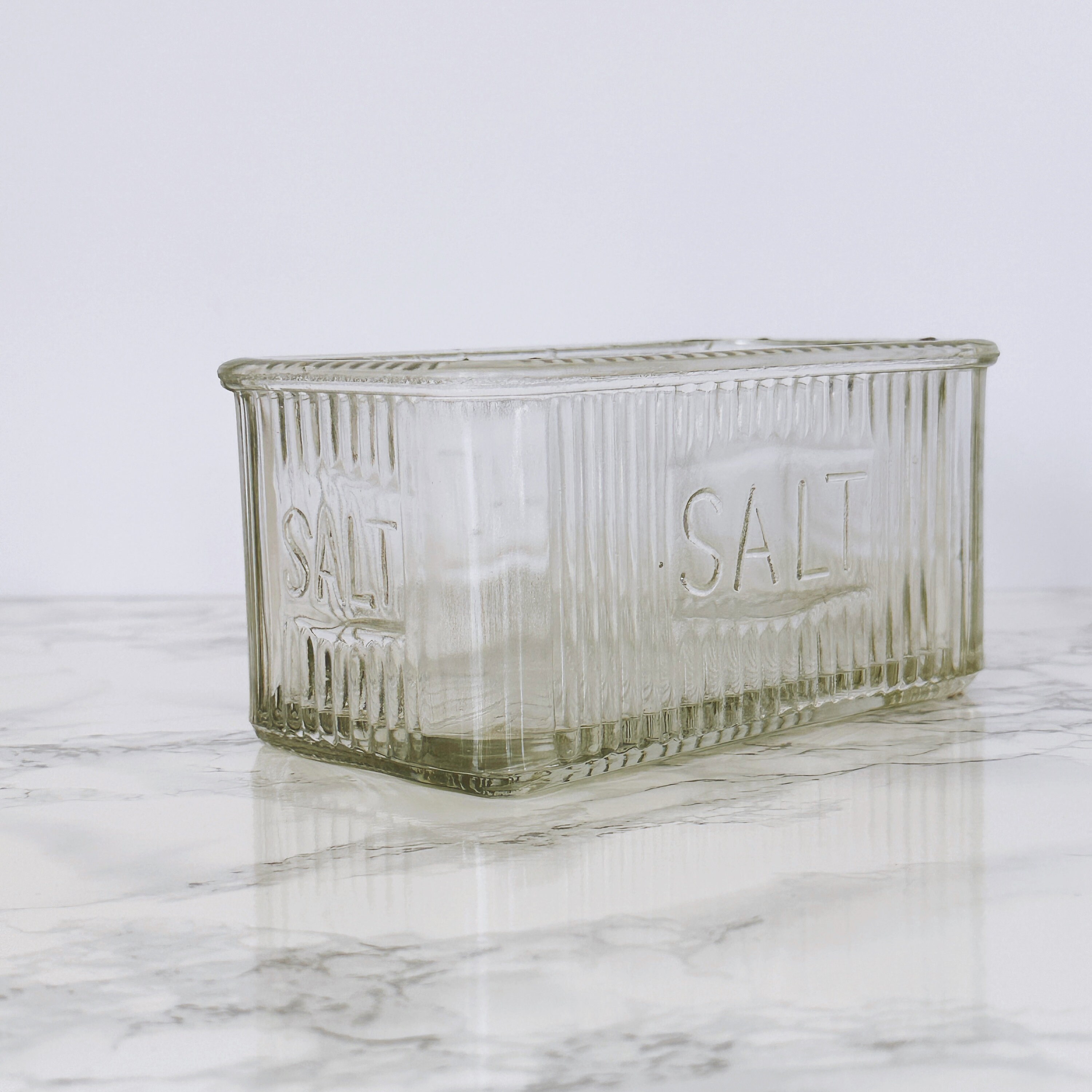 Vintage Hoosier Salt Cellar, Rectangle Salt Dish, Ribbed Salt Jar ...