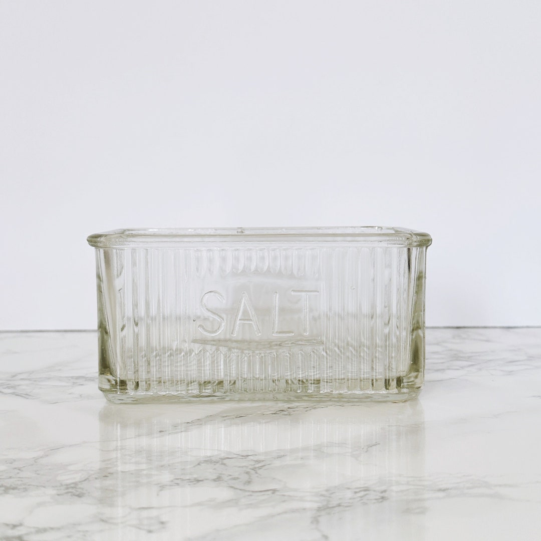 Vintage Hoosier Salt Cellar, Rectangle Salt Dish, Ribbed Salt Jar ...
