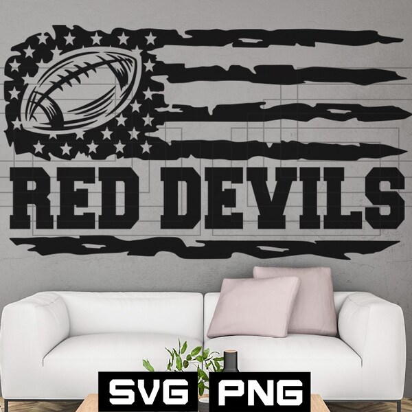Red Devils Football Svg - Etsy