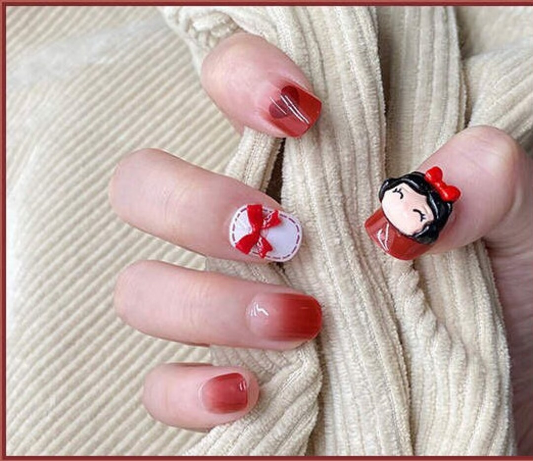 19 24 Pcs Reusable Cute Short Press on Nails Gel Nails Soft Tips Pucca ...