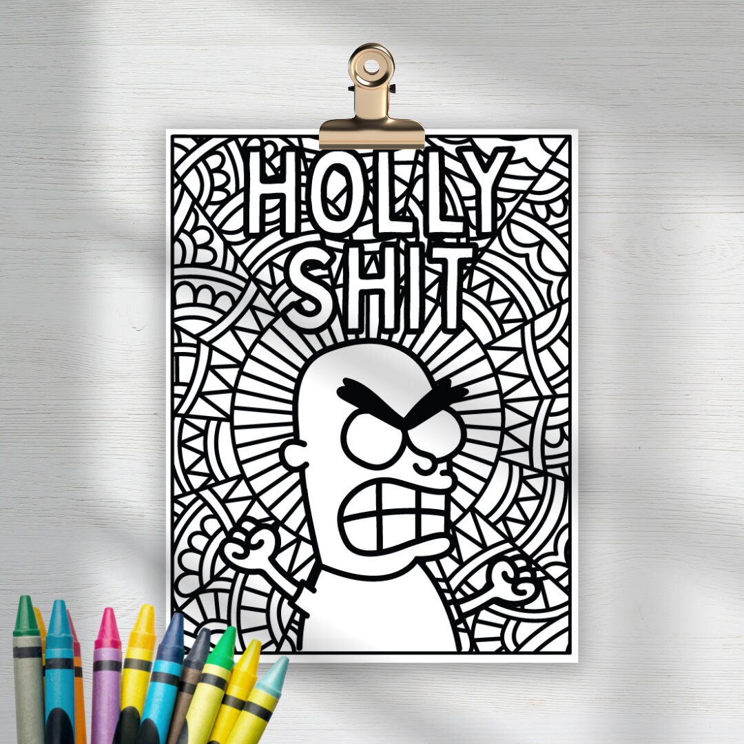 Printable Swear Word Coloring Page HOLLY SHIT Funny Sweary - Etsy Ireland