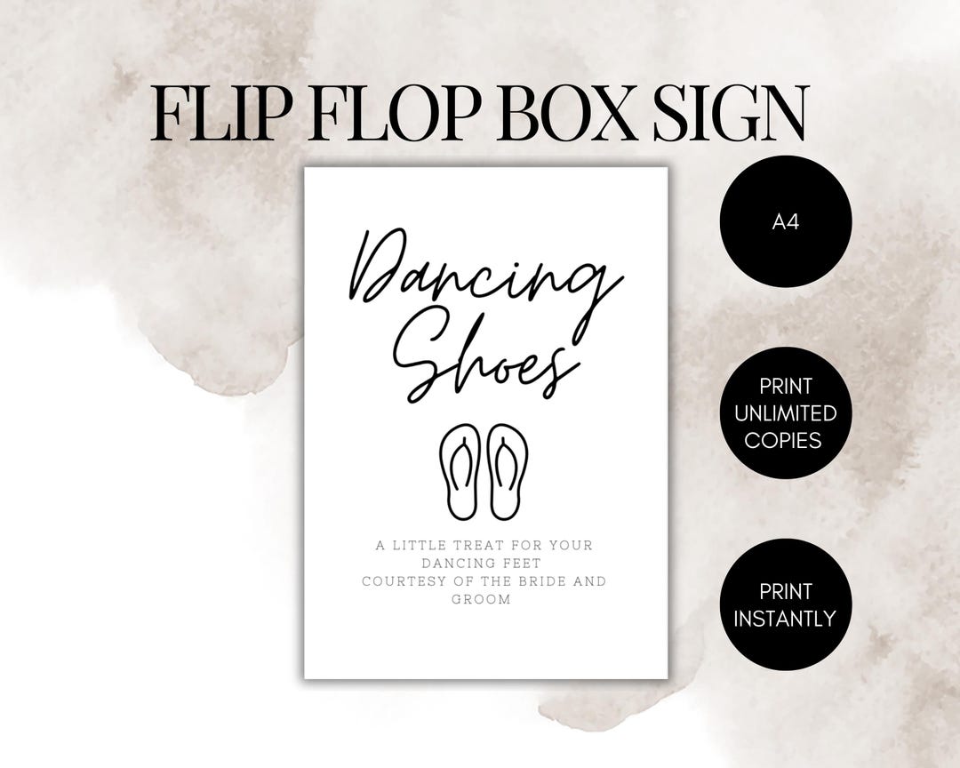 Wedding Flip Flop Basket Sign, Flip Flop Box Sign, Instant Print ...