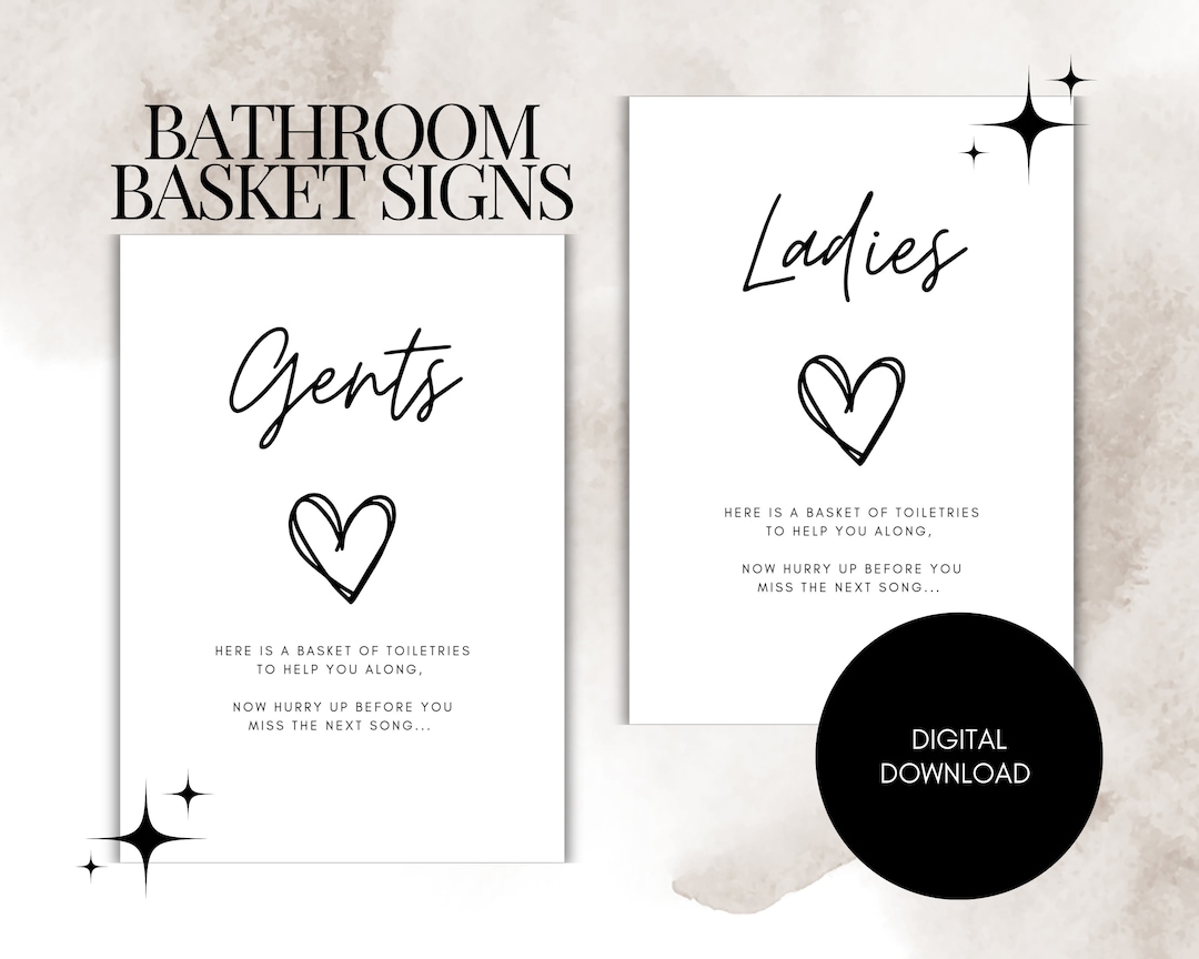 Wedding Bathroom Basket Sign, Help Yourself Toiletries Basket, Ladies ...