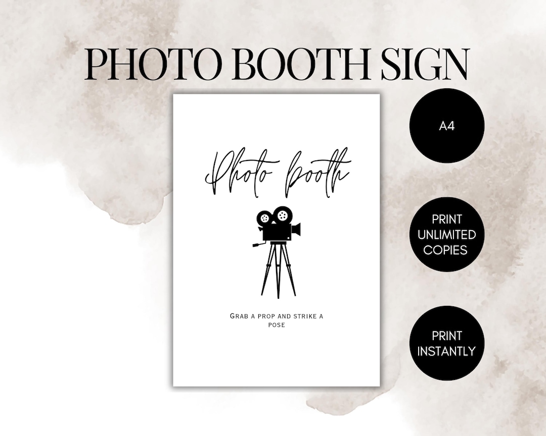 INSTANT PRINT, Photo Booth Sign, Wedding Reception Photo Booth Print ...