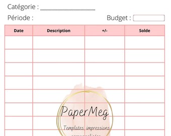 French Budget Sheet - Etsy