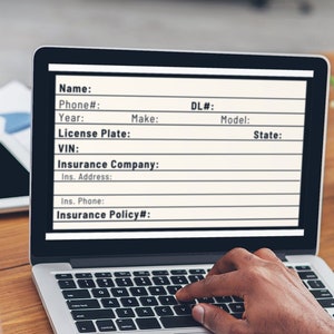 Car Accident Information Exchange Cards: Printable Emergency Forms ...