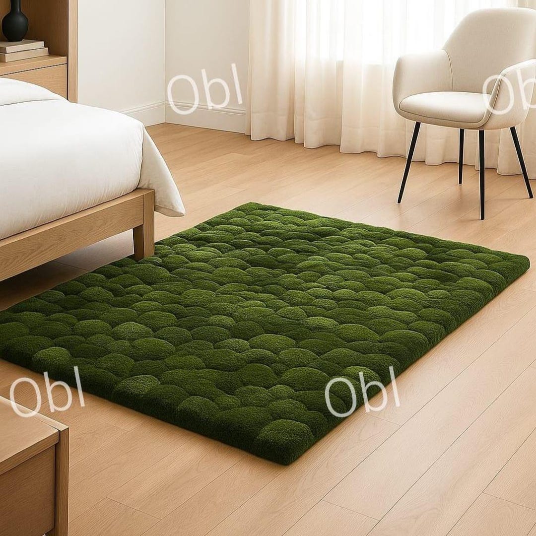 Moss Ball Modern Hand Tufted Moss Rug, Green Nature Inspired Rug, Hand ...