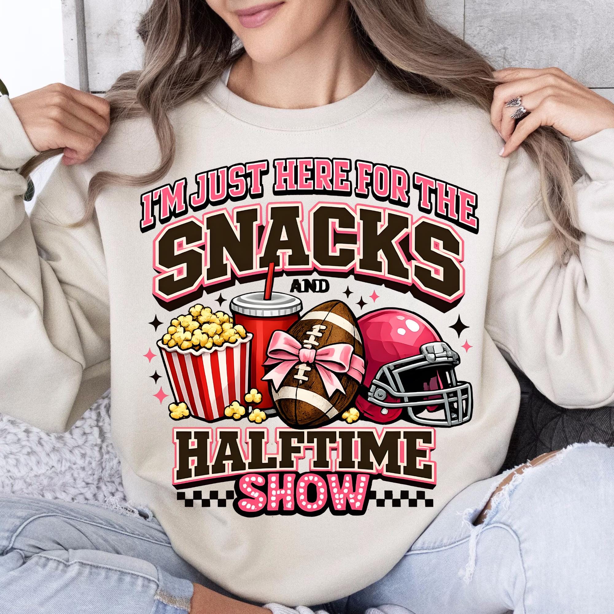 Just Here for the Snacks Halftime Show PNG, Pink Coquette Football ...