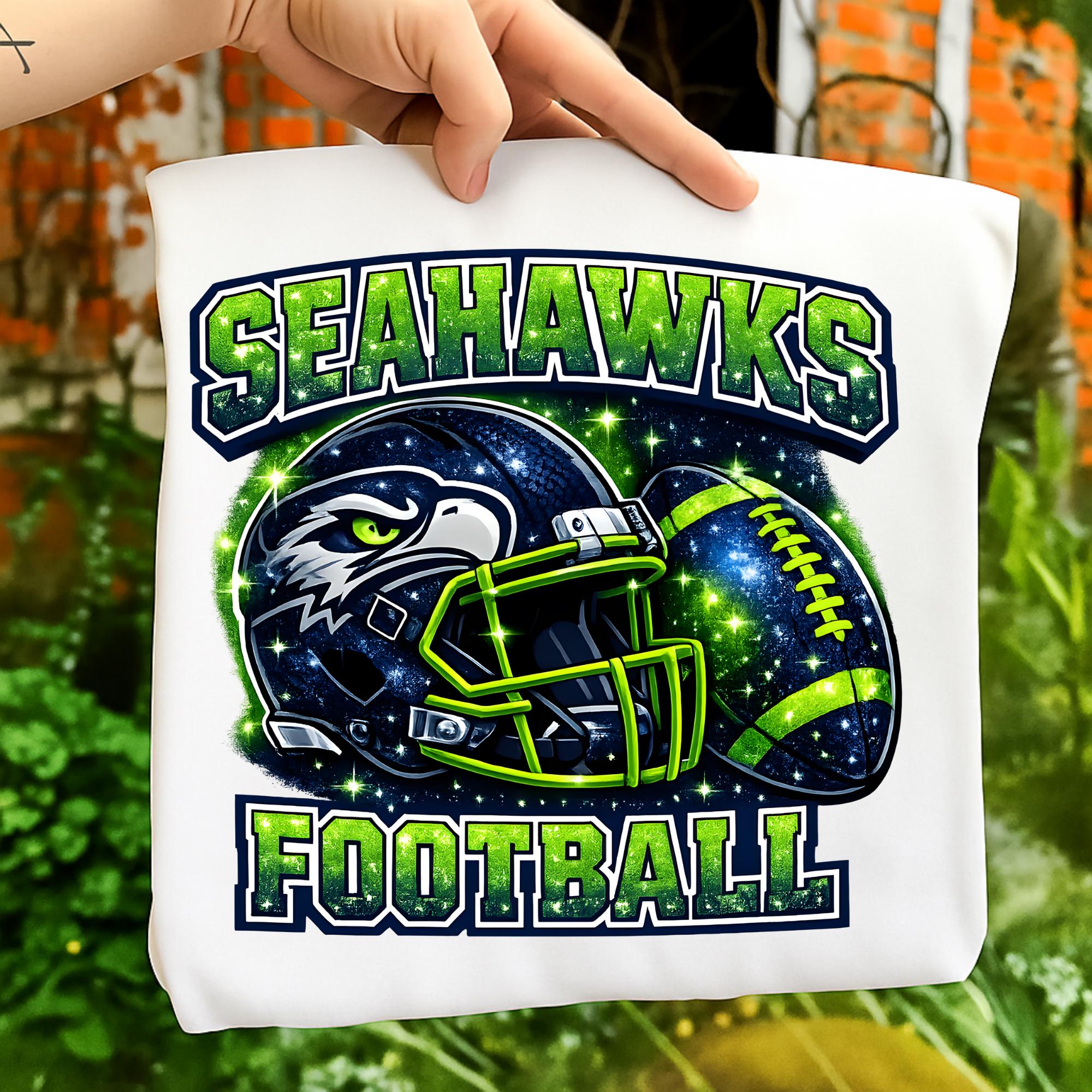 Seahawks Football PNG | Retro Game Day Design | Neon Green Blue Helmet ...