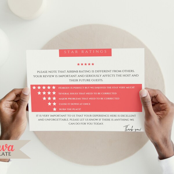 Leave a Review Sign for Airbnb - Etsy