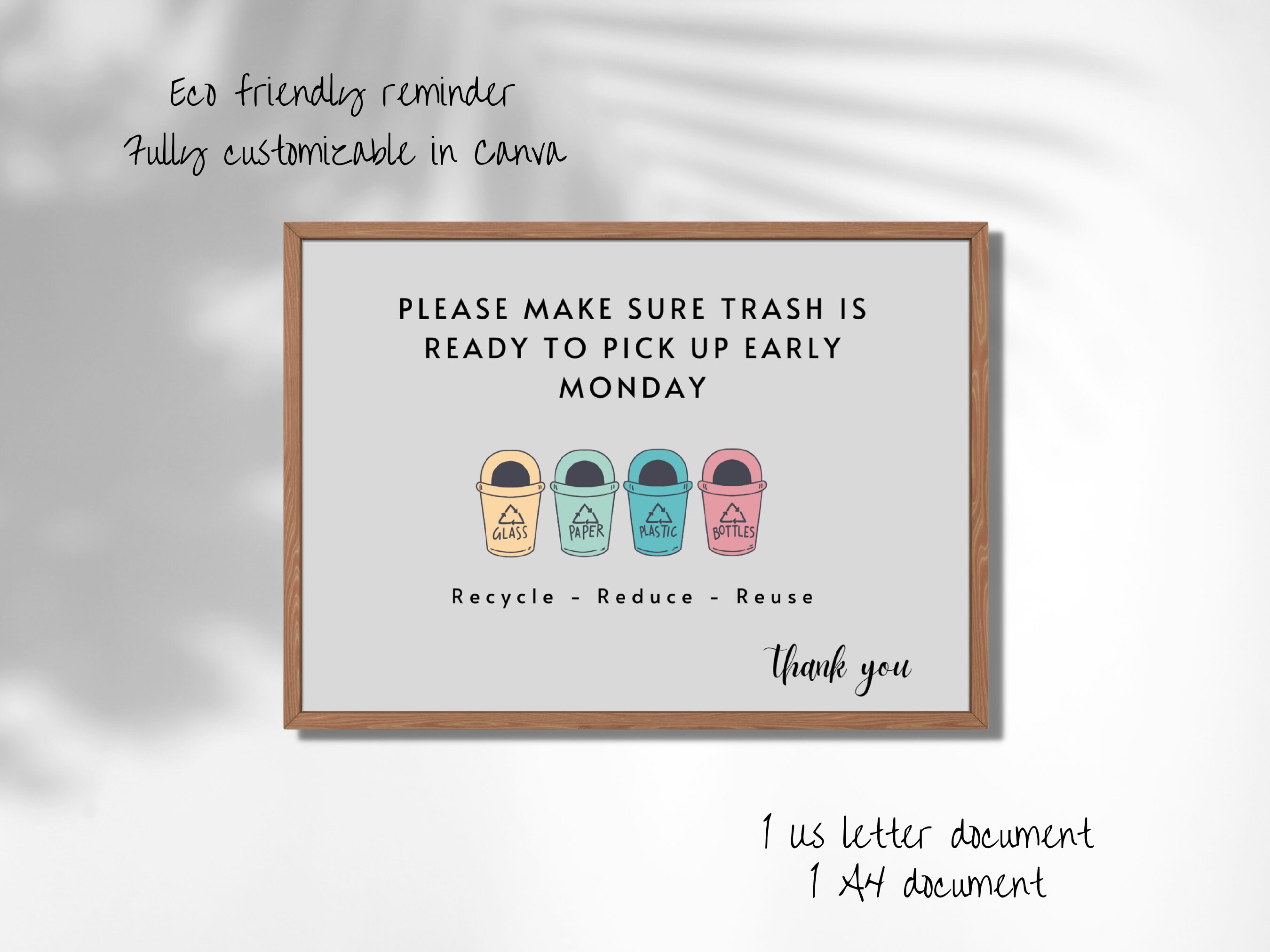 Airbnb Trash Sign, One Page Airbnb Editable Sign, Eco Friendly Trash ...