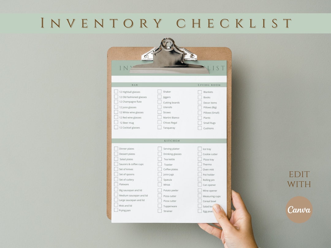 Inventory Checklist, Airbnb Rental Checklist Digital Inventory, Simple ...