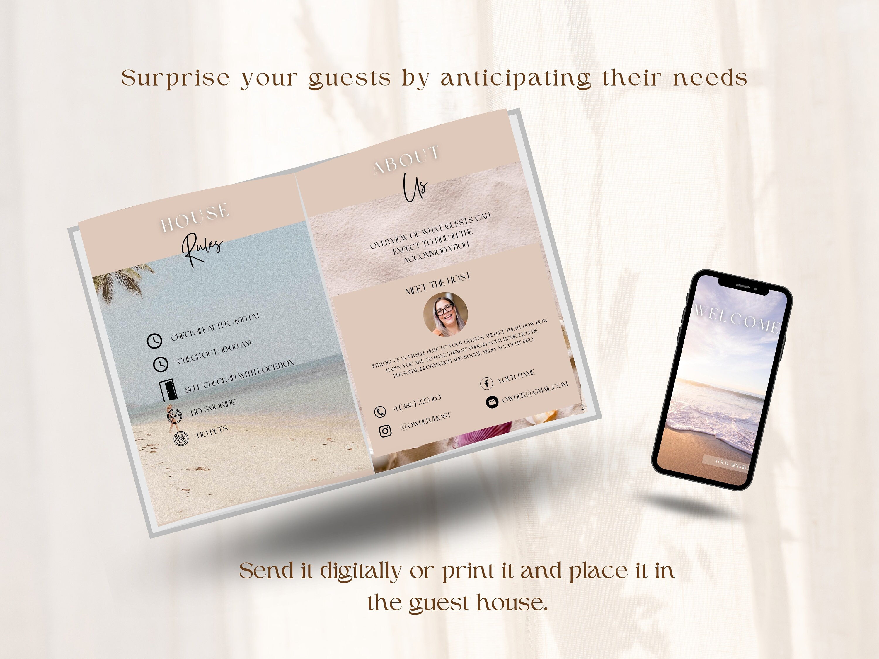 Airbnb House Manual, Editable Airbnb Welcome Book Beach House, Modern ...