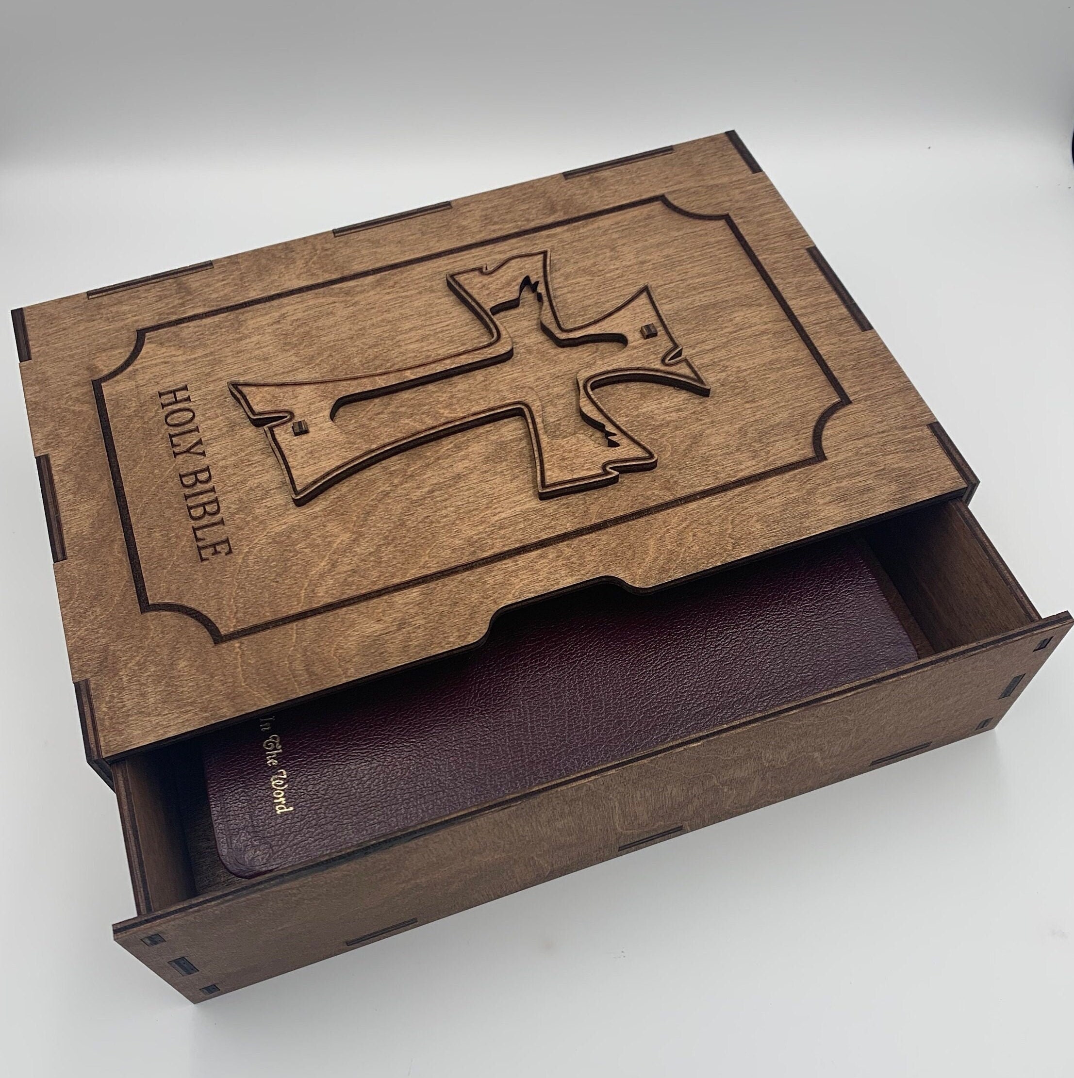 Personalized Handmade Wood Bible Box: Custom Engraved Keepsake - Etsy