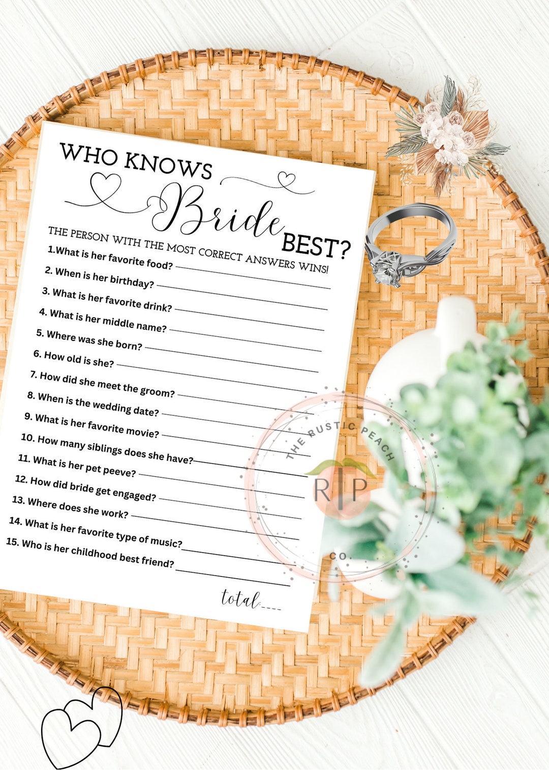 Minimalist Who Knows the Bride the Most Game, Modern Bridal Shower Game ...