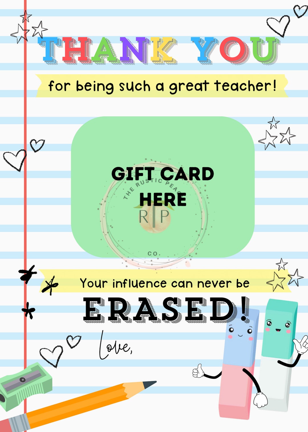 PRINTABLE Teacher Gift Card Holder, Digital Teacher Gift, Teacher ...