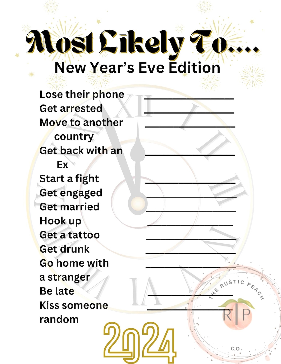 2024 New Years Eve Most Likely To, Printable NYE Game, Activity for ...