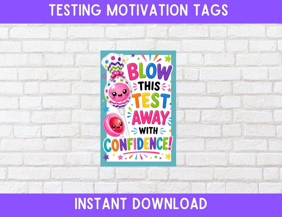 Sucker Gift Tag, Blow This Test Away Gum Lollipop Candy, Good Luck ...