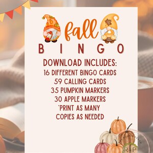 Fall Bingo, 16 Fall Bingo Cards, Fall Picture Bingo, Autumn Bingo ...