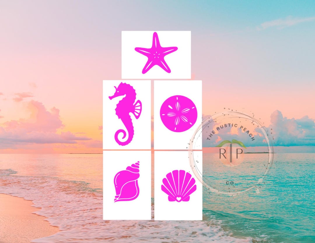 Sea Shells Vinyl Decal, Ocean Sand Dollar Conch Starfish Shell Decal ...