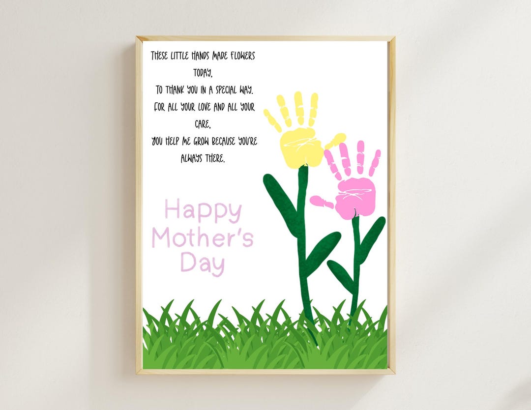 Mother’s Day Handprint Craft Printable | Kids Gift for Mom | Preschool ...
