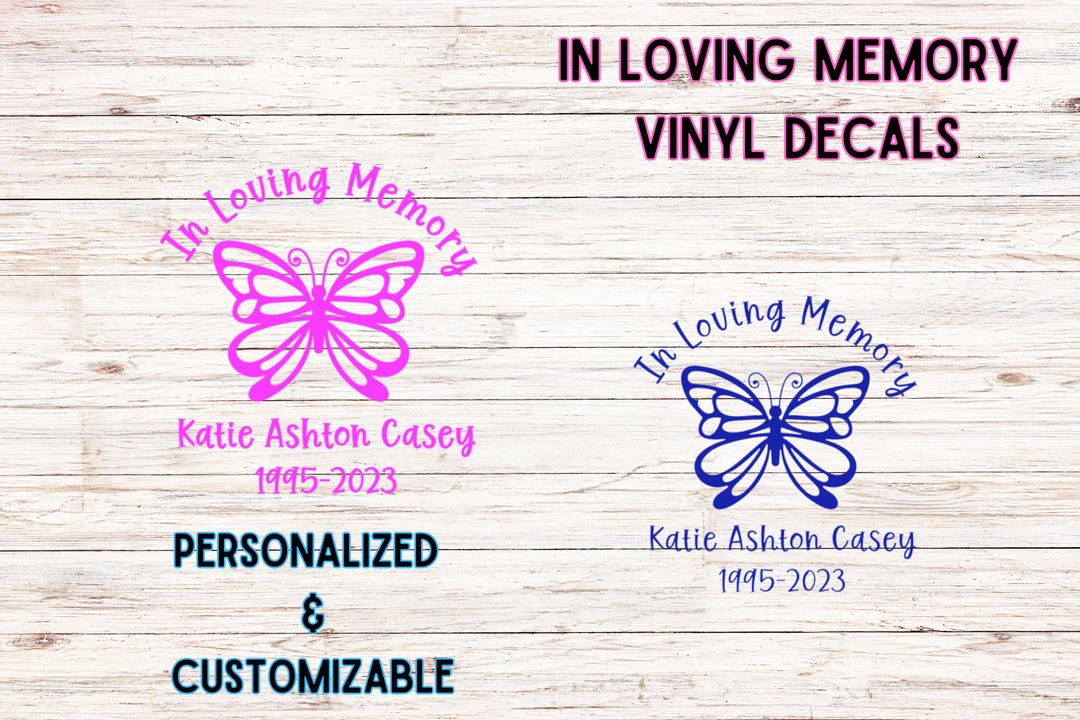 Butterfly, in Loving Memory Vinyl Decal, Customized Name and Date ...