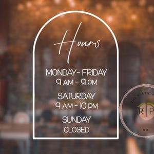 Personalized Business Hours Decal, Custom Window Door Lettering ...