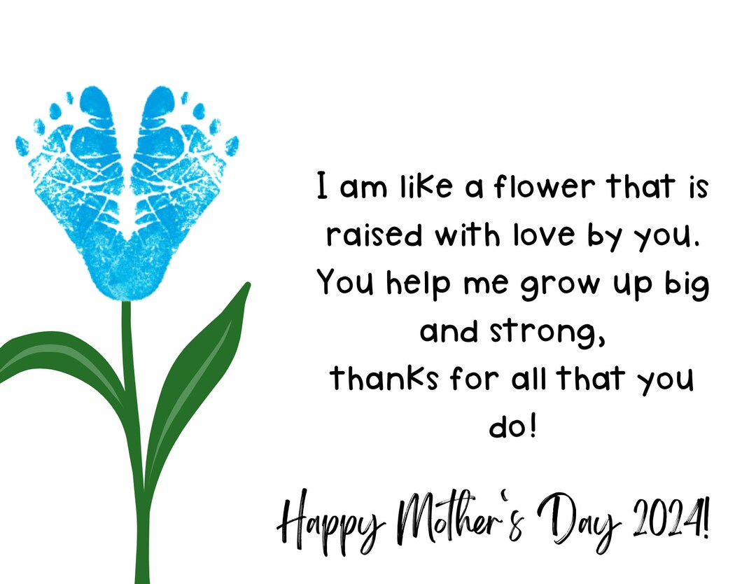 Mother's Day Flower, Poem Printable Kids' Footprint Keepsake Teacher ...