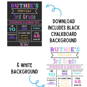 Chalkboard Back to School Sign, Editable First Day of School Sign ...