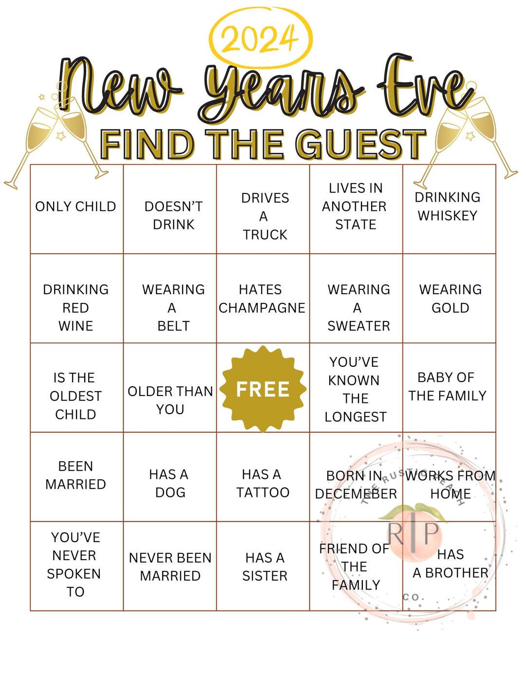 New Years Eve Find the Guest, Printable NYE Game, Activity for Families ...