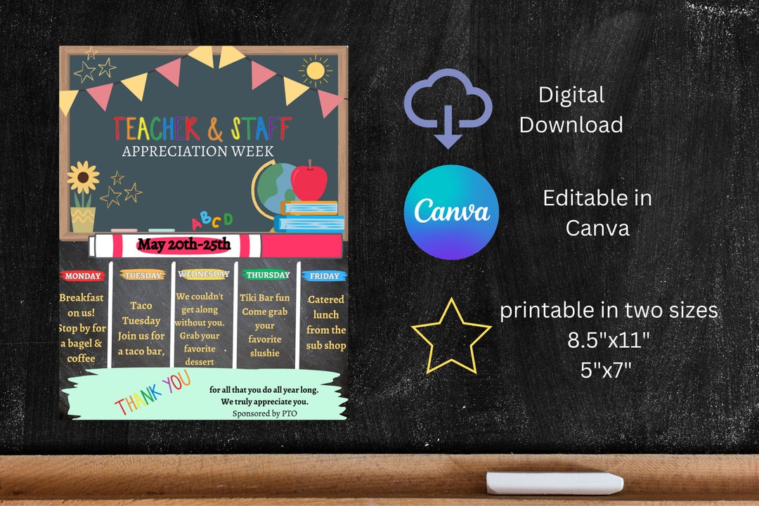 Editable Teacher Appreciation Week Schedule, School Teacher ...