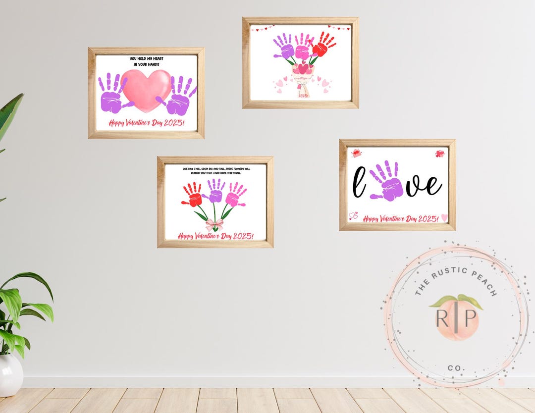 Valentines Day Handprint Art Bundle, Mom, Grandma, DIY, Printable Craft ...