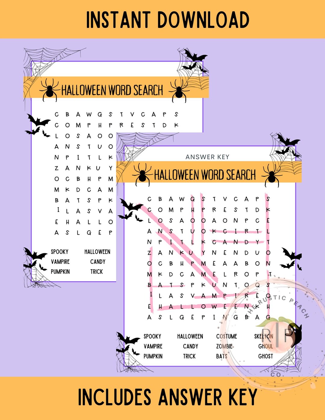 Halloween Word Search, Halloween Activity, Halloween Party Game ...