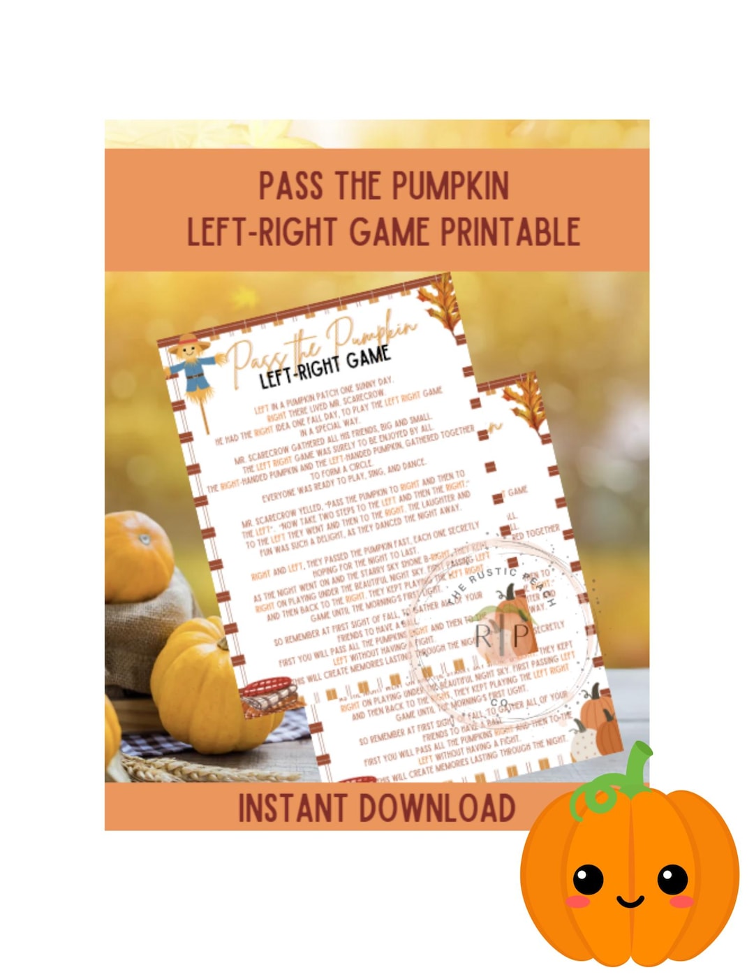 Pass the Pumpkin Game Fall, Halloween Printable, Left Right Game ...