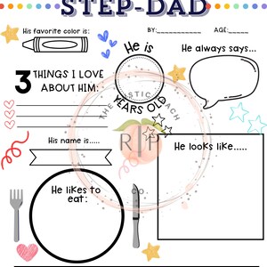 All About My Step Dad INSTANT DOWNLOAD, Father's Day Printable ...