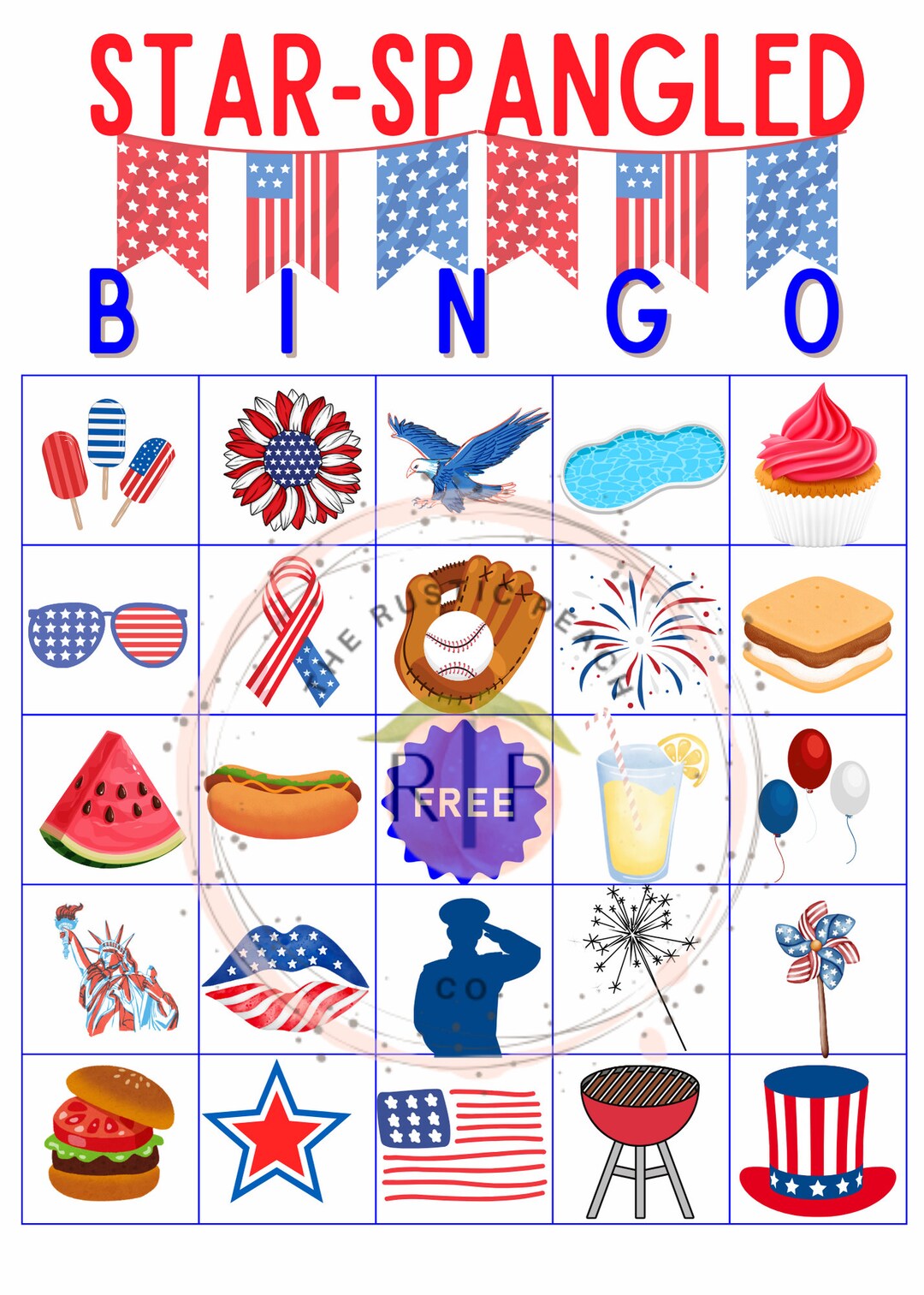 4th of July Bingo, Printable 4th of July Games, Independence Day Party ...