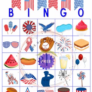 4th of July Bingo, Printable 4th of July Games, Independence Day Party ...